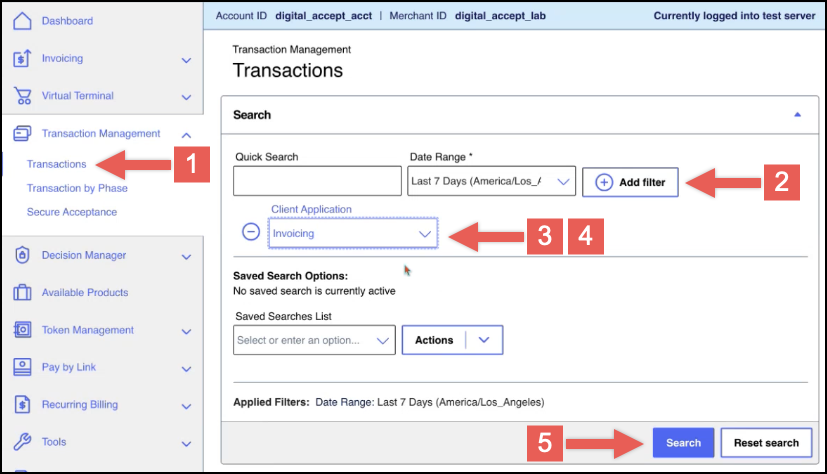 Filtering Invoice Transactions in Transaction Management